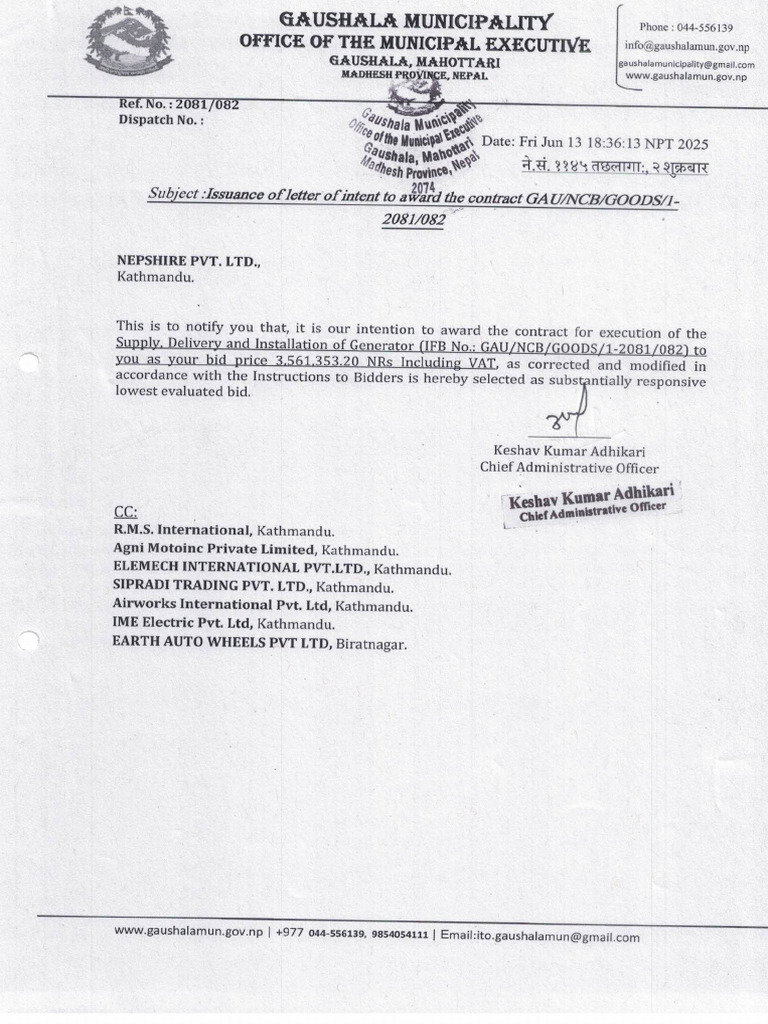 LOI LOA Contract Document | PDF