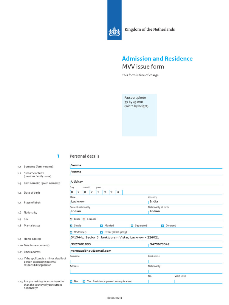 MVV Verleningsformulier en | PDF | Passport | Immigration