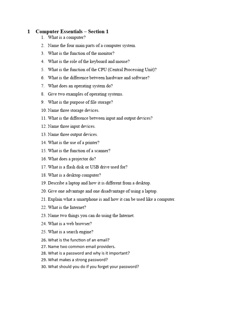 Computer Essentials Excersises | PDF | Computer File | Operating System