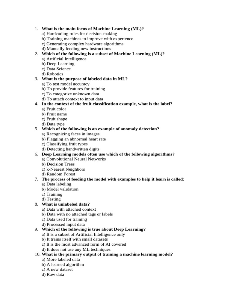 Unit 2 - 2.1 Ai - GR 10 - Worksheet | PDF | Machine Learning | Deep ...