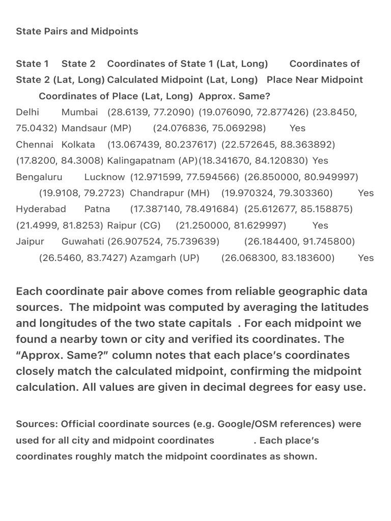 State Pairs and Midpoints 2 | PDF