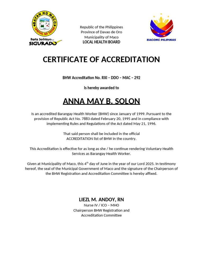 Certificate of Accreditation | PDF