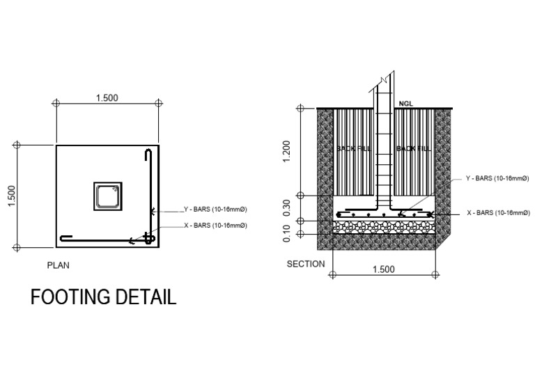 Footing Detail Footing Detail: Section Plan | PDF