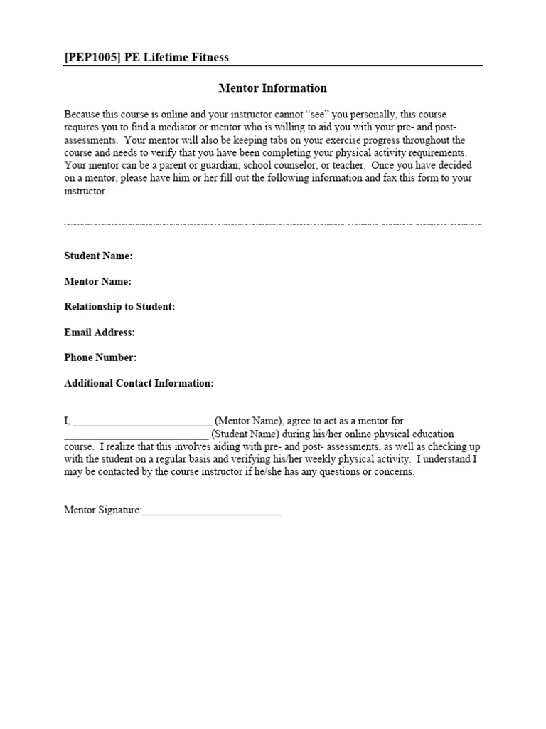 Mentor Form | PDF