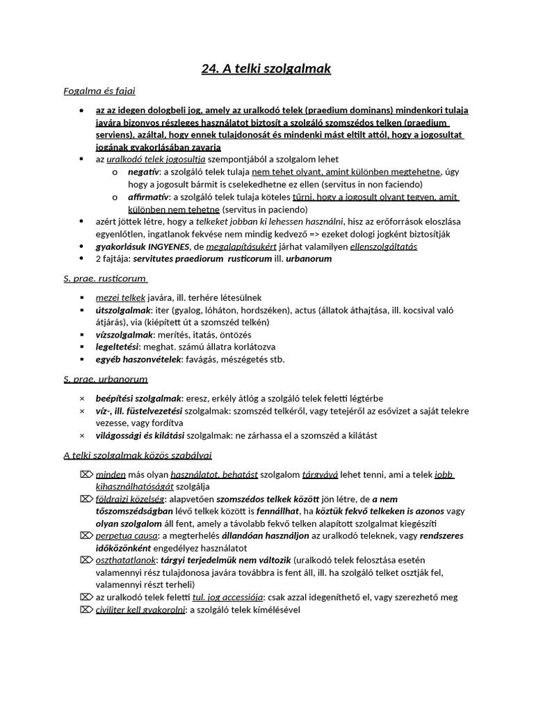 A Telki Szolgalmak | PDF