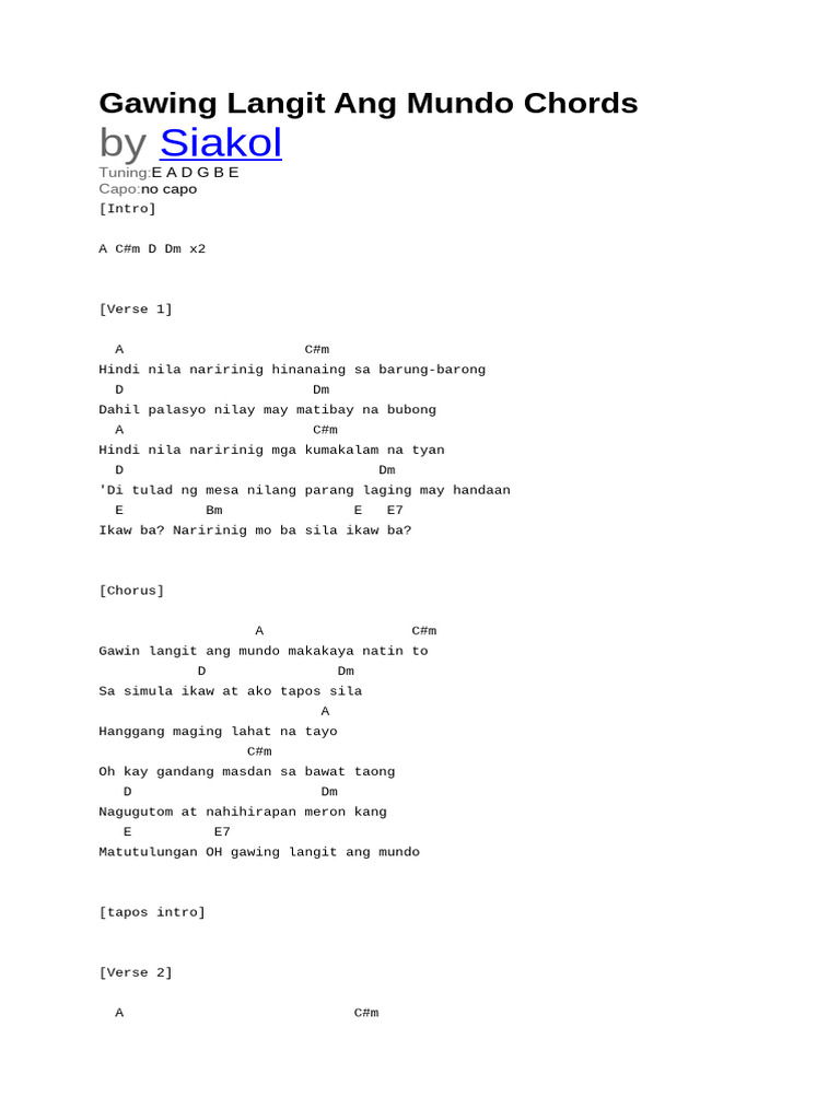 Gawing Langit Ang Mundo Chords | PDF