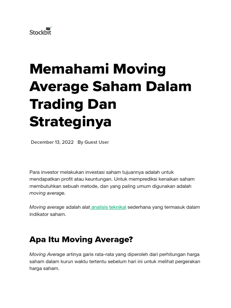 Penjelasan Moving Average - Pengertian, Jenis, Contoh Dan Cara ...