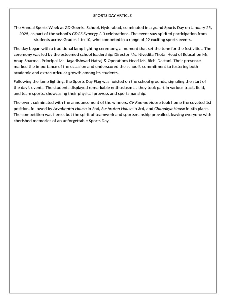 Sports Day Article New | PDF