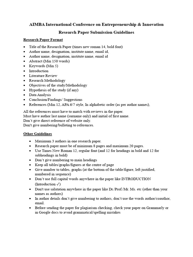 Research Paper Submission Guidelines | PDF