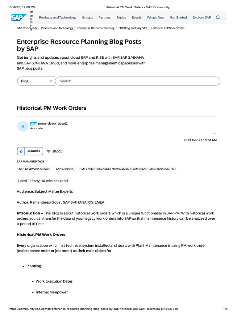 Historical Work Orders in SAP PM | PDF