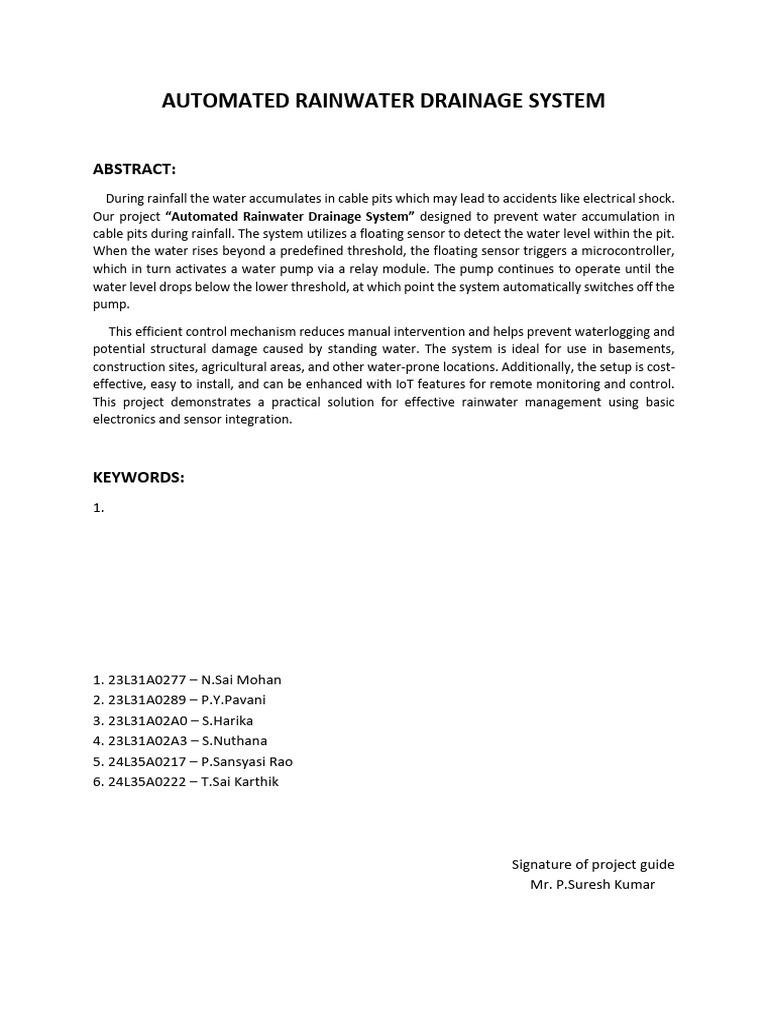 Automated Rainwater Drainage System | PDF