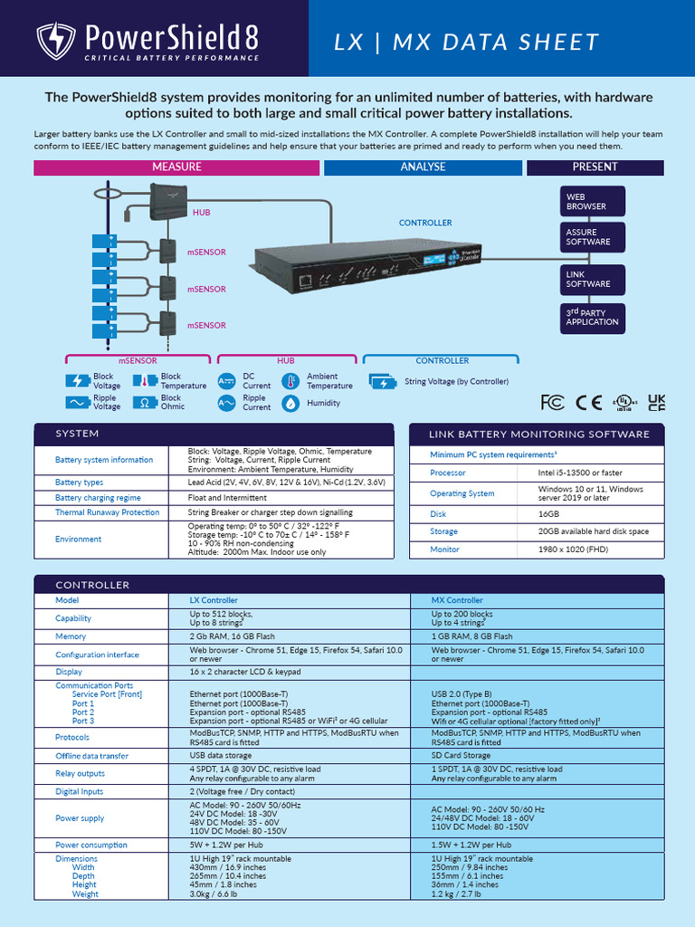 LX and MX Controller Data Sheet | PDF | Battery Charger | Sensor