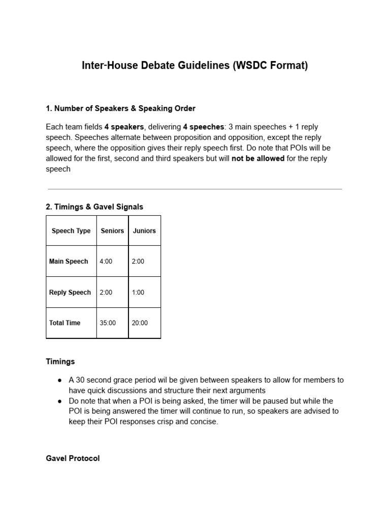 Inter House Debate Guidelines (WSDC Format) | PDF | Logic