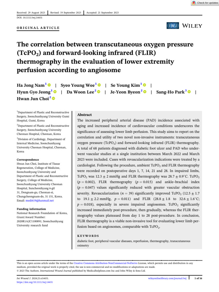 The Correlation Between Transcutaneous | PDF | Ischemia | Medical ...