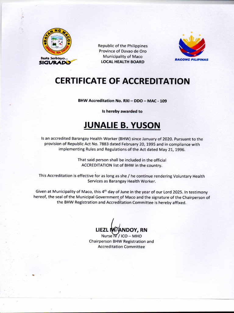Accreditation - Yuson | PDF