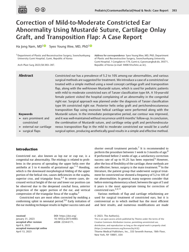 Correction of mild-to-moderate constricted ear abnormality using ...