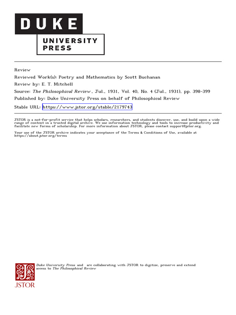 Mitchell PhilosophicalReview 1931 | PDF | Mathematics | Immanuel Kant