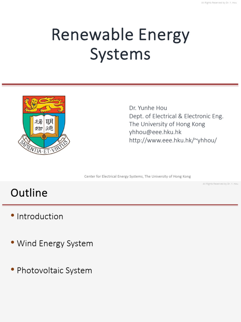 Lecture 4 - Renewable Energy Systems | PDF | Wind Turbine | Wind Power