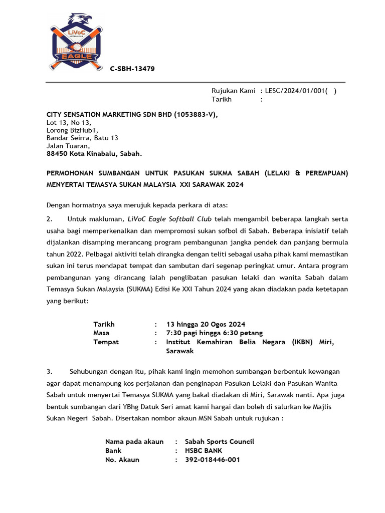 Surat Permohonan Tajaan | PDF