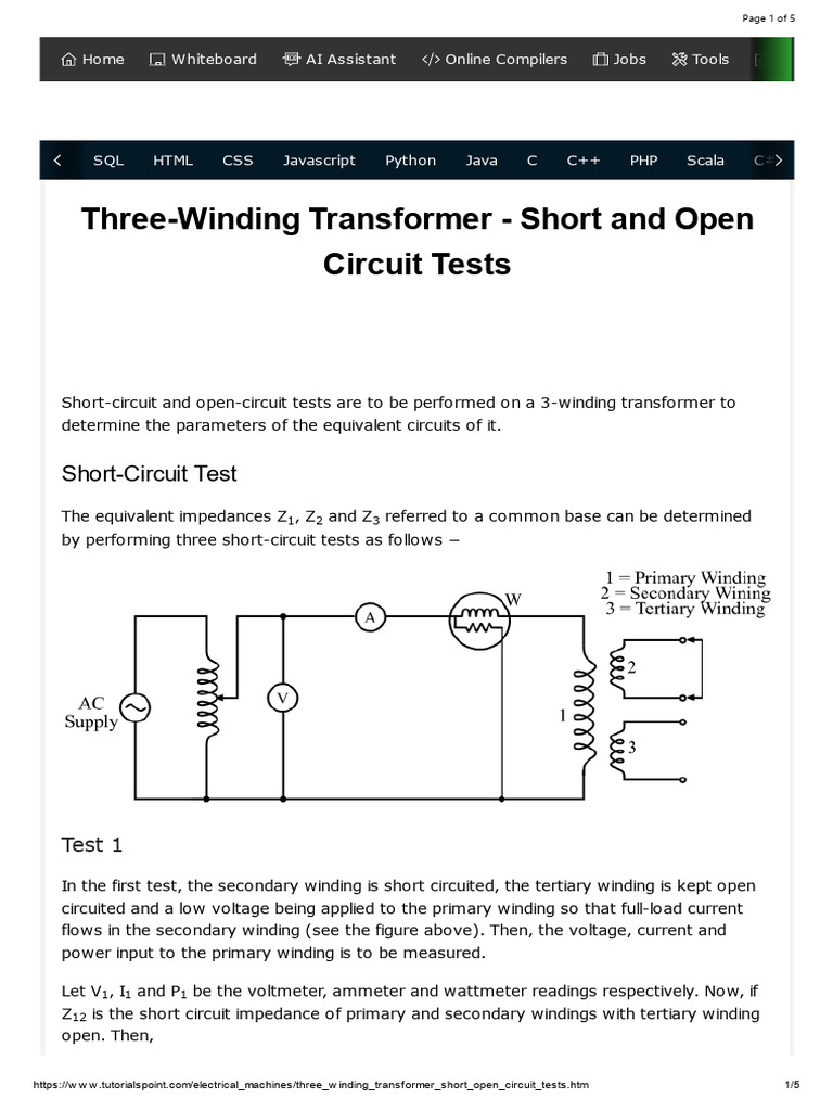 Three-Winding Transformer Tests Guide | PDF | Transformer | Electrical ...