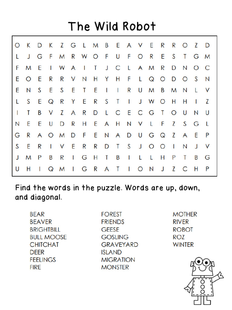 Wild Robot Word Search Puzzle | PDF