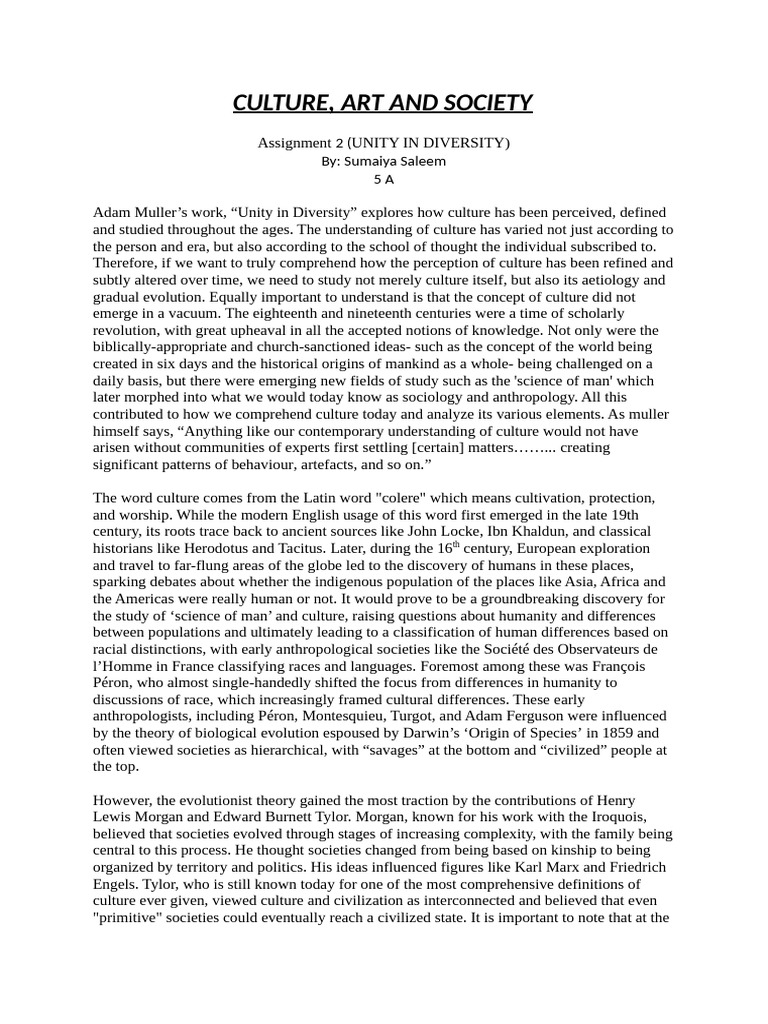 Unity in Diversity Assignment | PDF | Franz Boas | Psychology