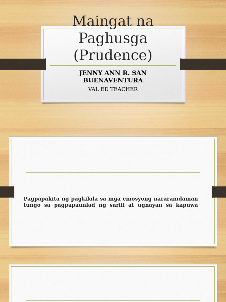 Maingat Na Paghusga (Prudence Day 2) Week 1 | PDF