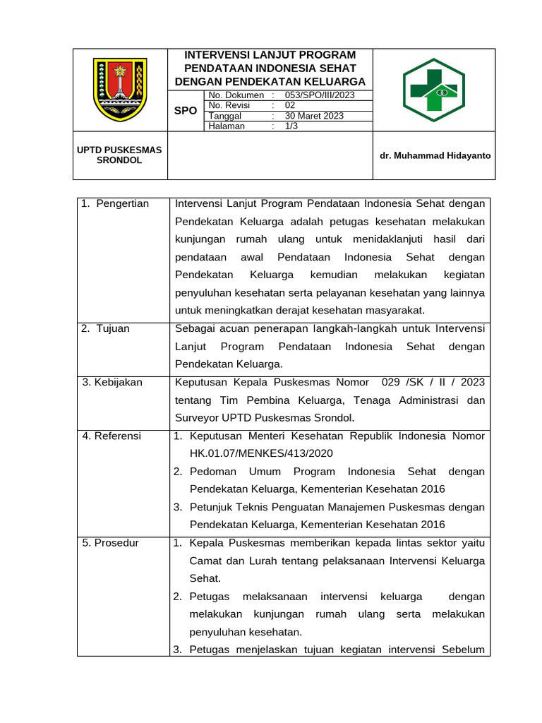 53) Spo Intervensi Lanjut Pis PK | PDF