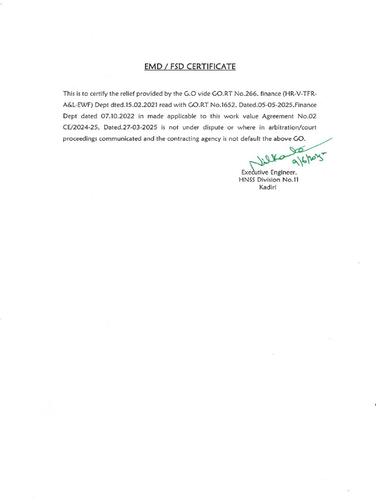 EMD FSD Certificate | PDF