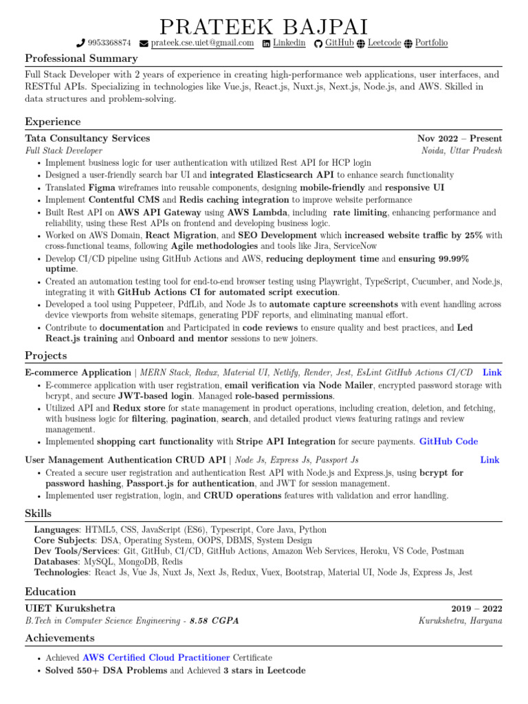 Prateek MERN Resume Copy | PDF | Databases | Computing