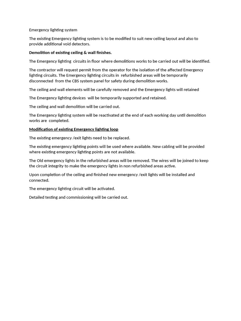 Emergency Lighting System Particular Method | PDF
