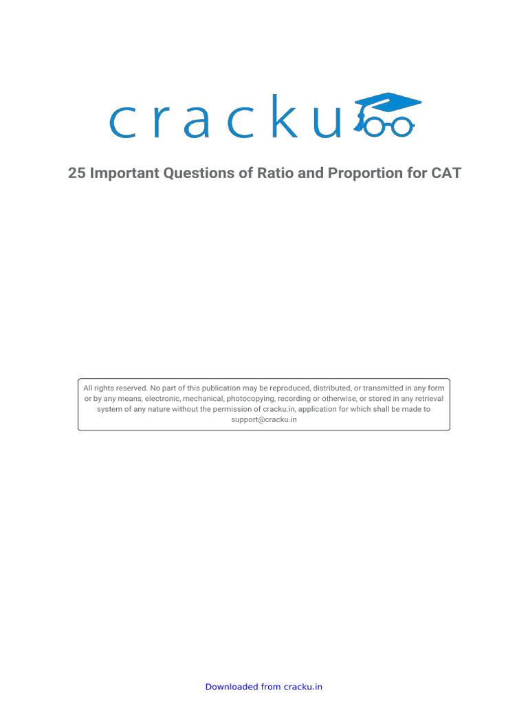 Ratio and Proportion CAT Questions | PDF | Ratio | Mixture