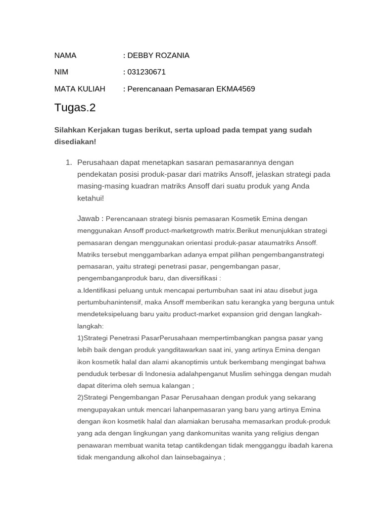 Strategi Pemasaran Kosmetik Emina dan Teh Botol Sosro | PDF