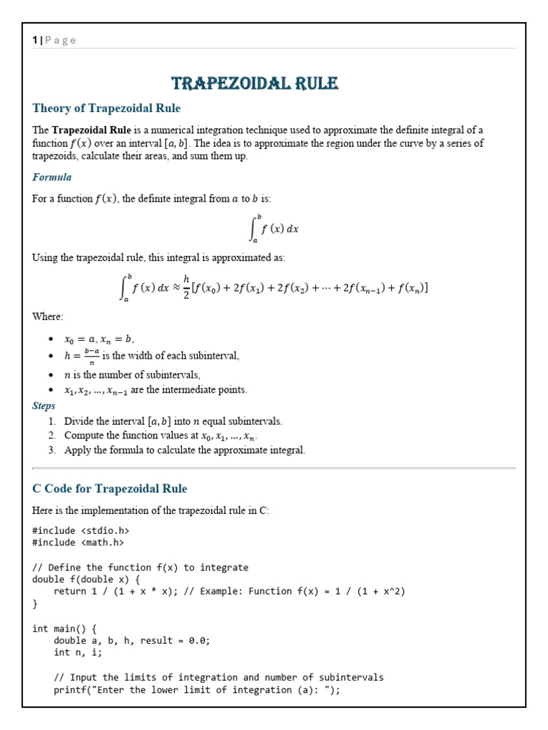 TRAPIZOIDAL | PDF | Integral | Interval (Mathematics)