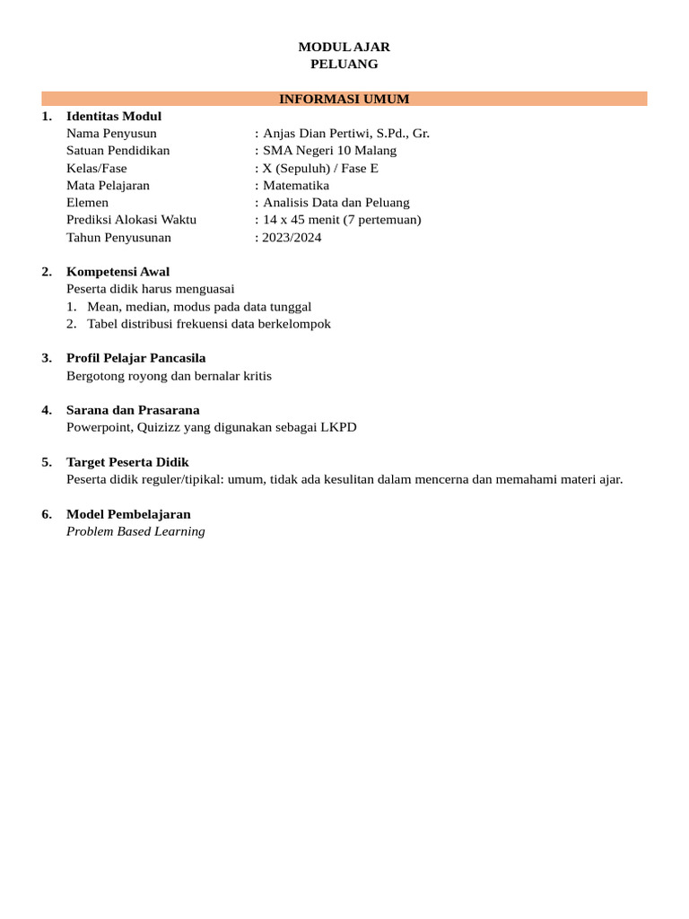 Kelas X - Statistik (Mean, Med, Mod) | PDF