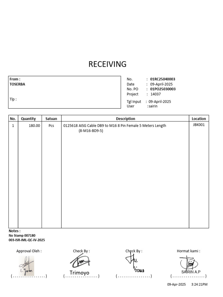01rc25040003 No Stamp 007180 Toserba - Receiving Jbk001. | PDF
