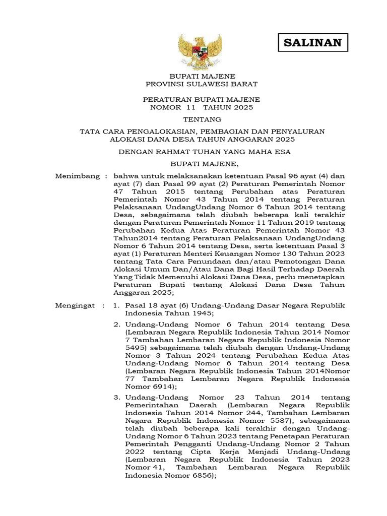 Salinan Perbup No. 11 Tahun 2025 Add | PDF