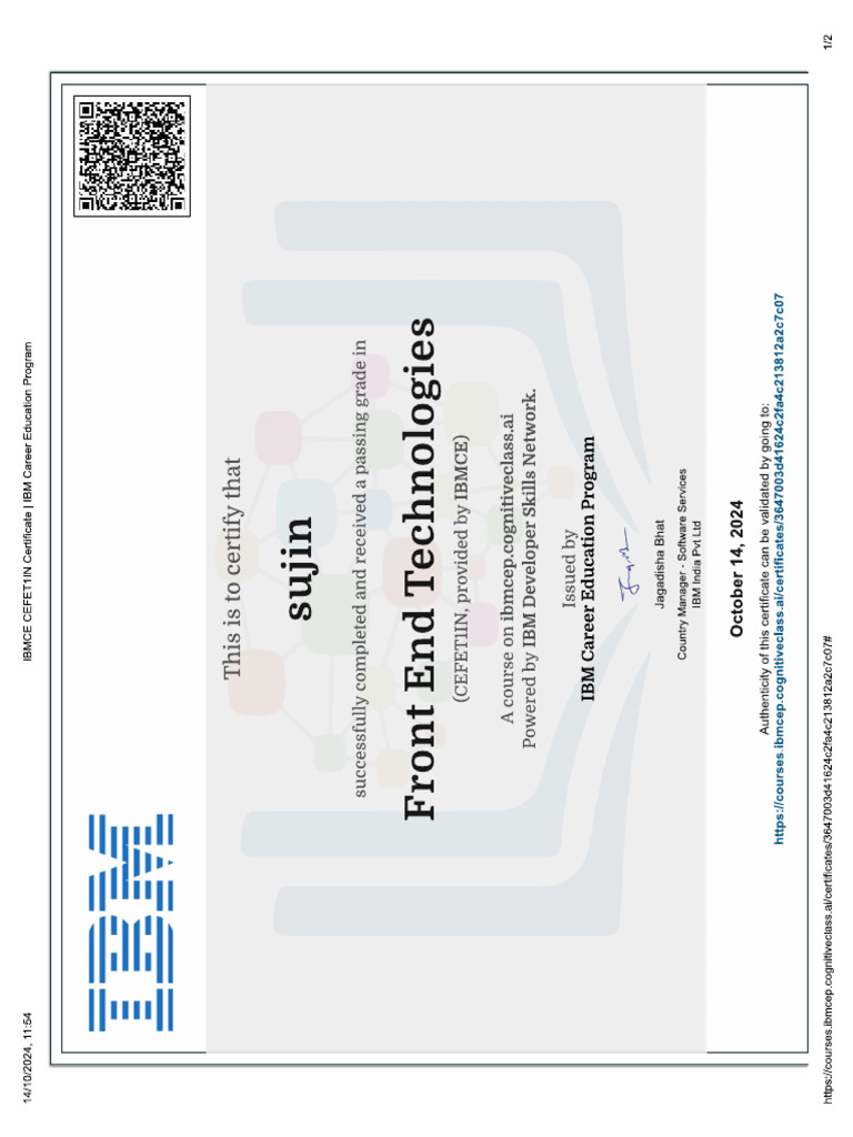 IBM Certificate | PDF