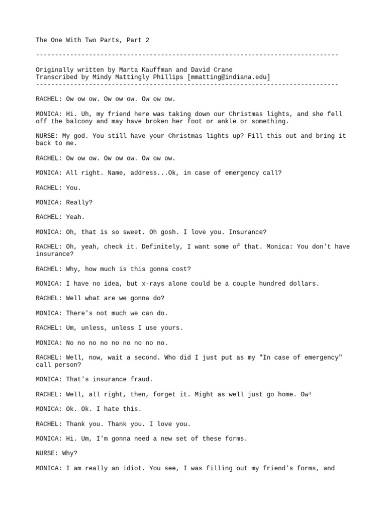 117 The One With The Two Parts, Part II | PDF