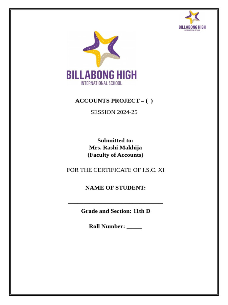 Accounts Project Cover Page Design | PDF
