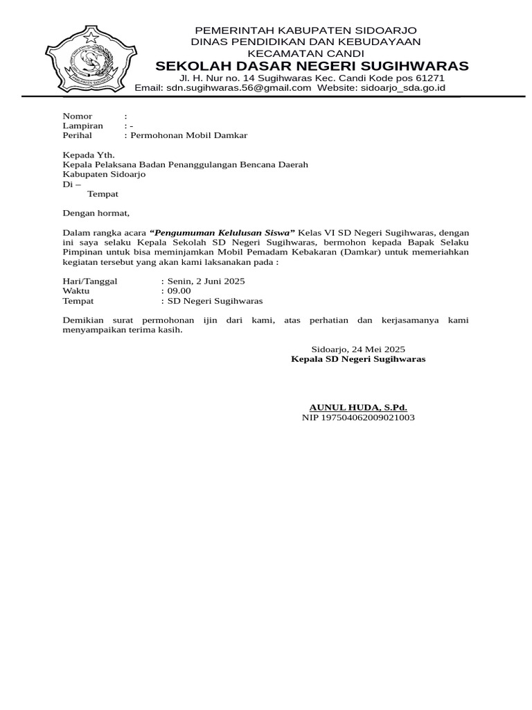 Format Permohonan Pinjam Mobil Damkar | PDF