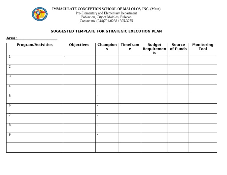 Icsm Main Strat Plan Template | PDF