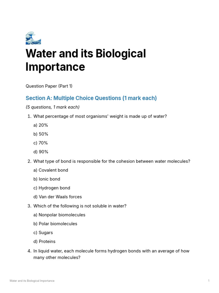 Water and Its Biological Importance | PDF | Solvation | Ph