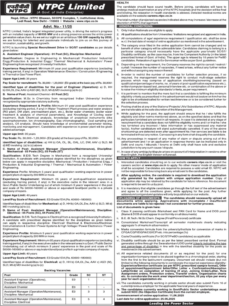 National Thermal Power Corporation (NTPC) Job 35 | PDF