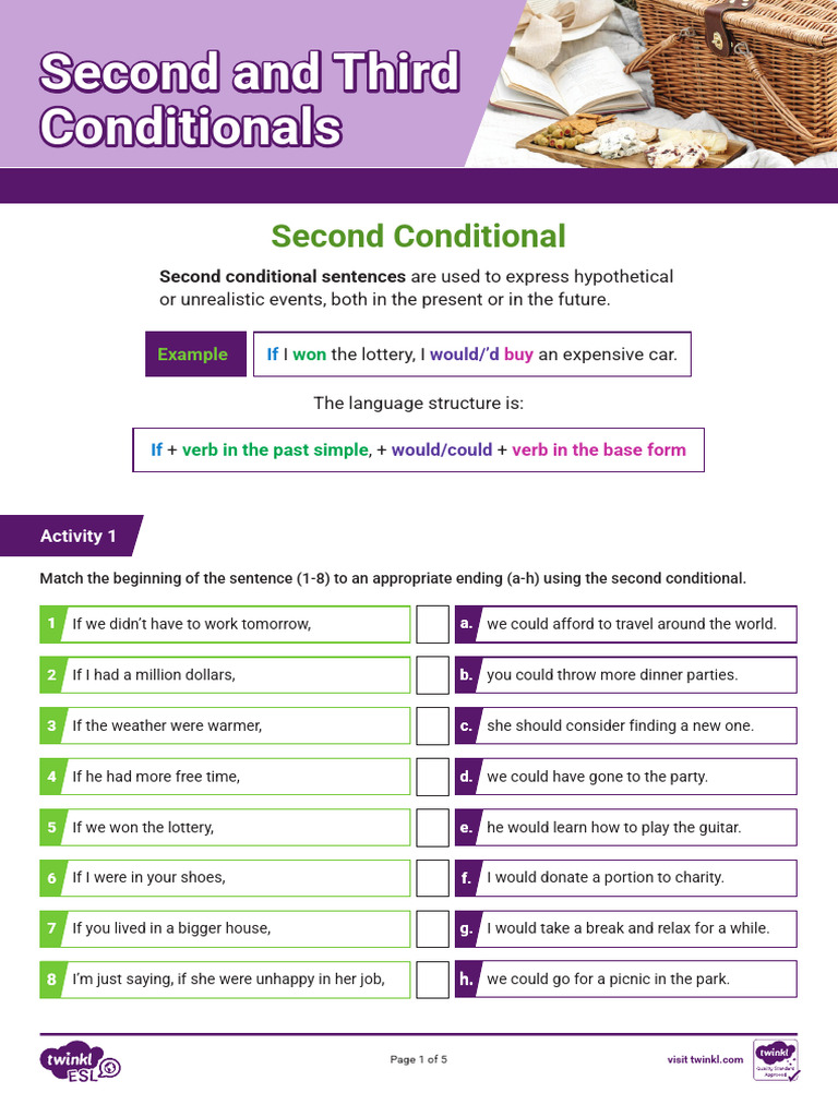 T 1712564003 Esl Second and Third Conditionals Worksheet Adults b1 b2 Ver 2 | PDF | Linguistics