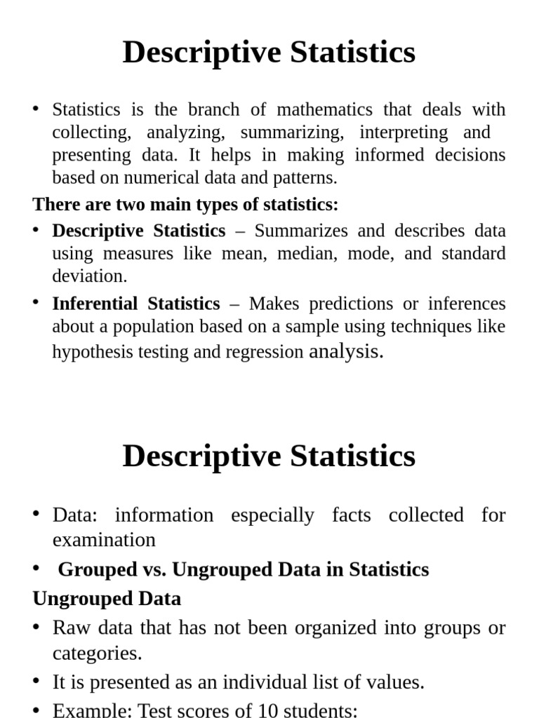 Lecture 2-Descriptive Statistics | PDF | Statistics | Skewness