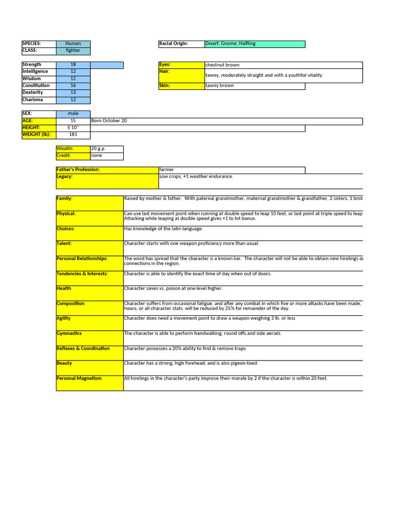 Character Background Generator 2012 | PDF | Grandparent | Parent