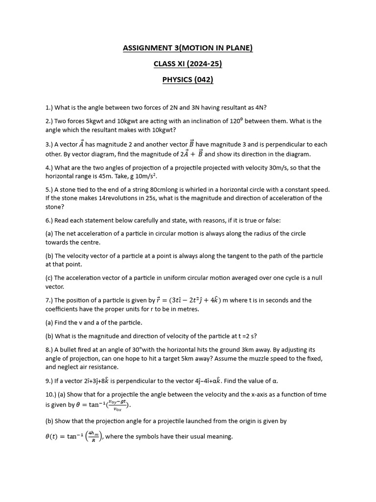 Assignment 3XI | PDF | Acceleration | Physical Phenomena