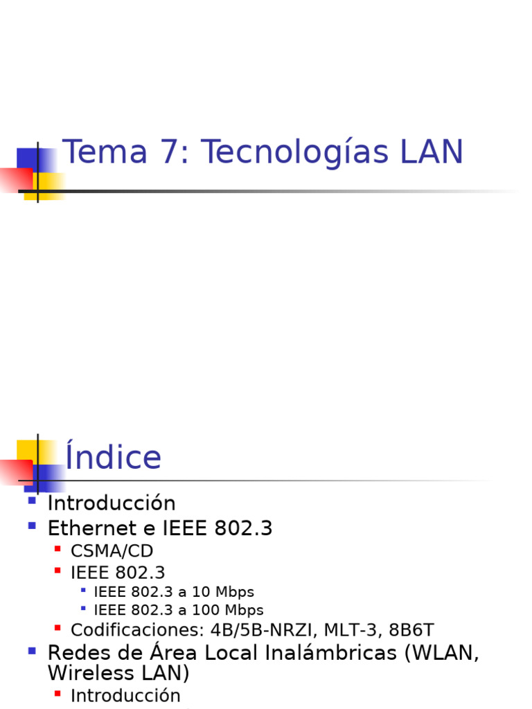 Tema7 Tecnologias LAN | PDF | Ieee 802.11 | Ethernet