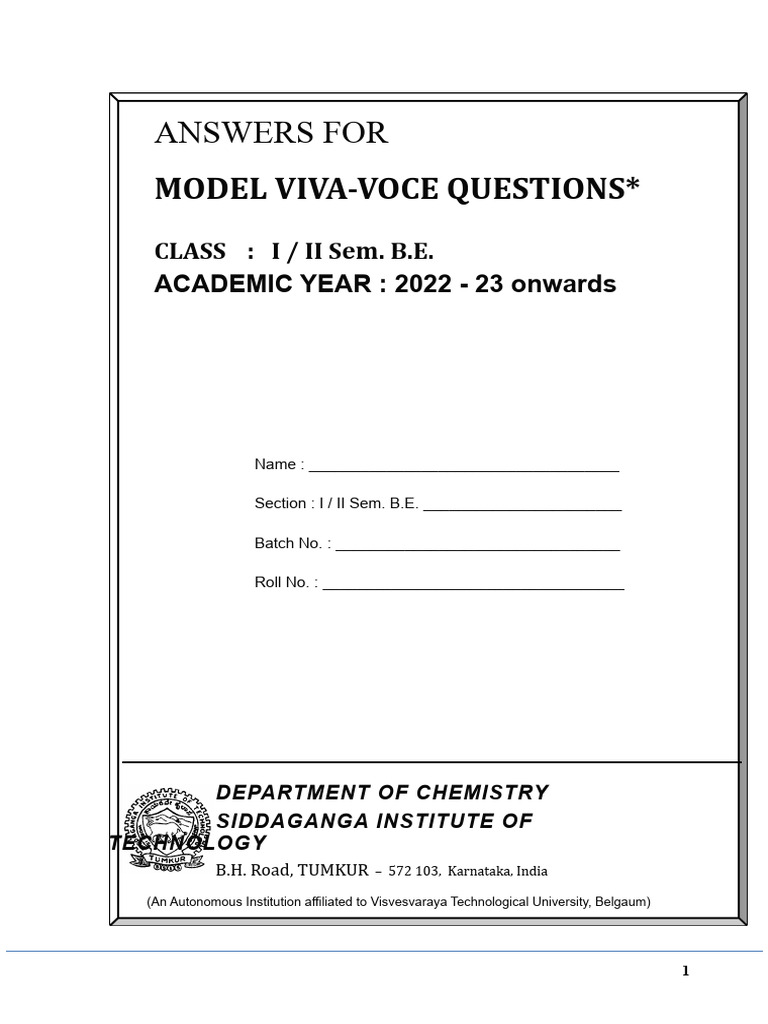 Answers To Lab Viva Questions 2 | PDF | Titration | Chemistry
